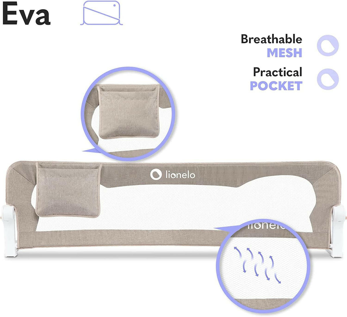 Lionelo Eva Bed Rail - Beige | Qatar Moms